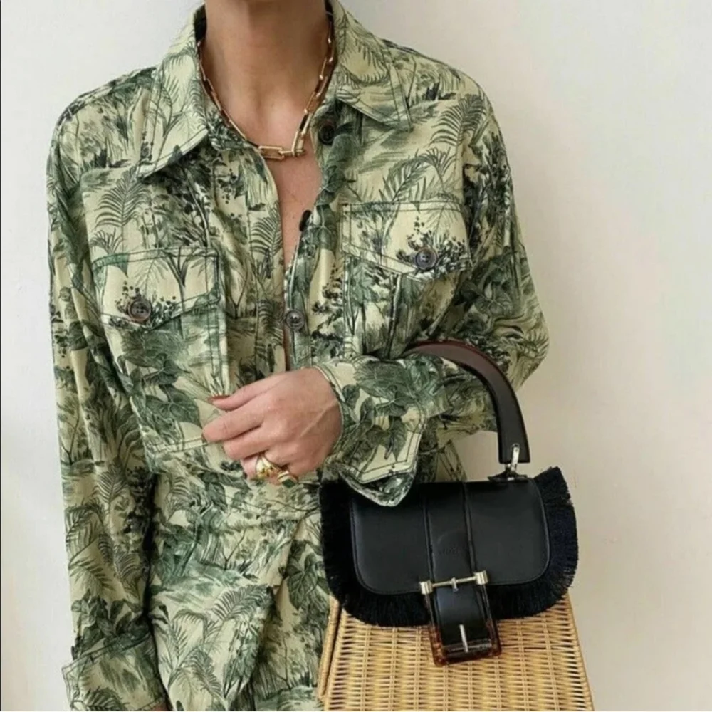 Zara | Dresses | Zara Linen Safari Shirt Dress Belted Midi Tea Tropical ...